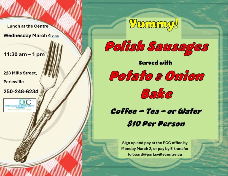 LUNCH at the CENTRE! March 4, 2026, Polish Sausages served with Potato ...
